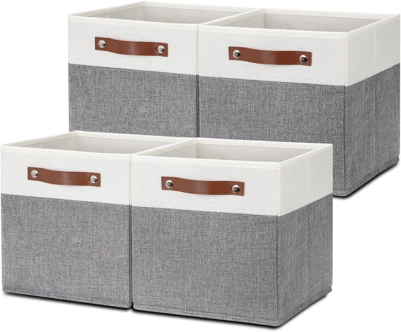 Set of 4, Foldable Storage Cube Bin Baskets, Fabric 11x11 Cube Storage ...
