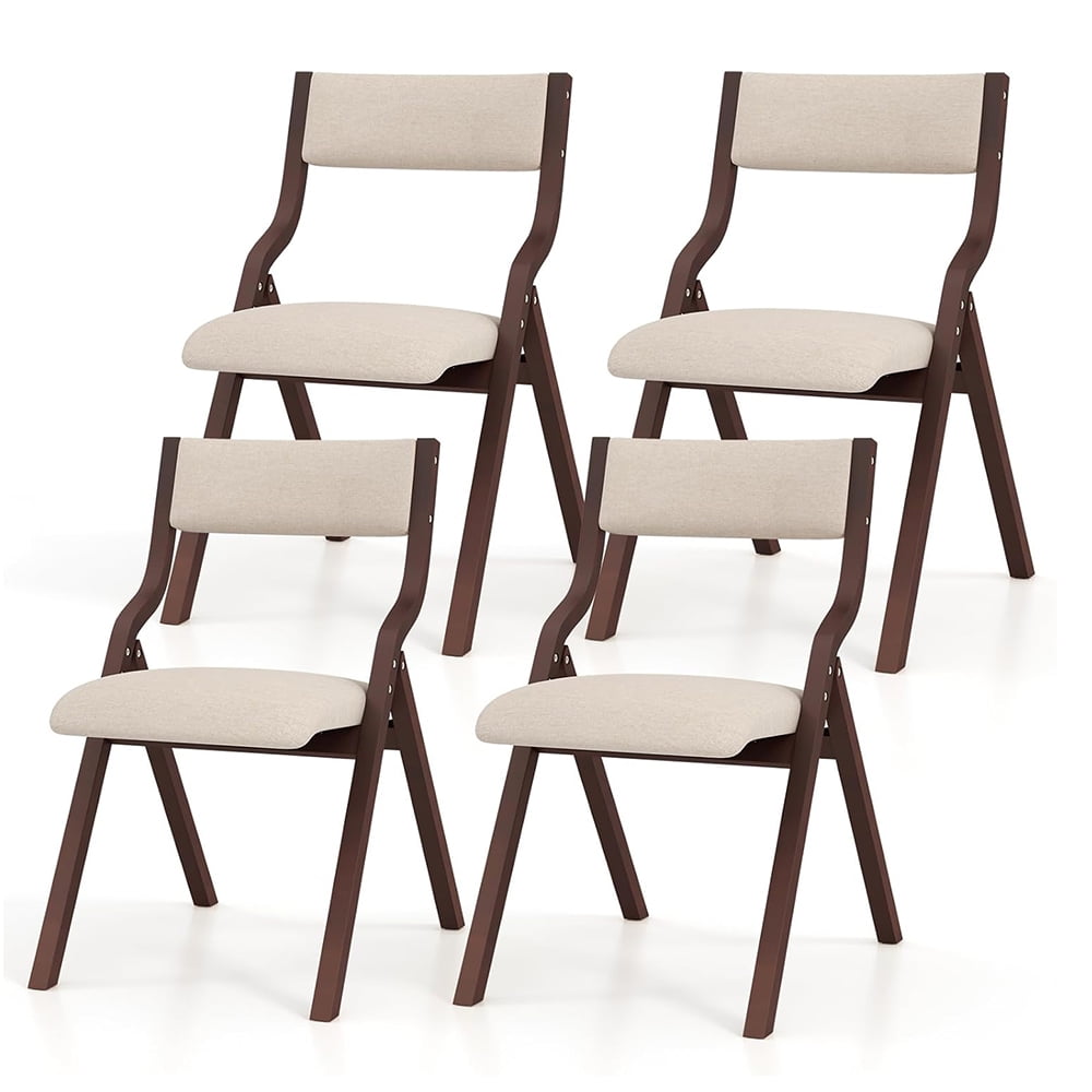 Set of 4 Folding Dining Chairs, Assembled Foldable Chairs with Padded ...