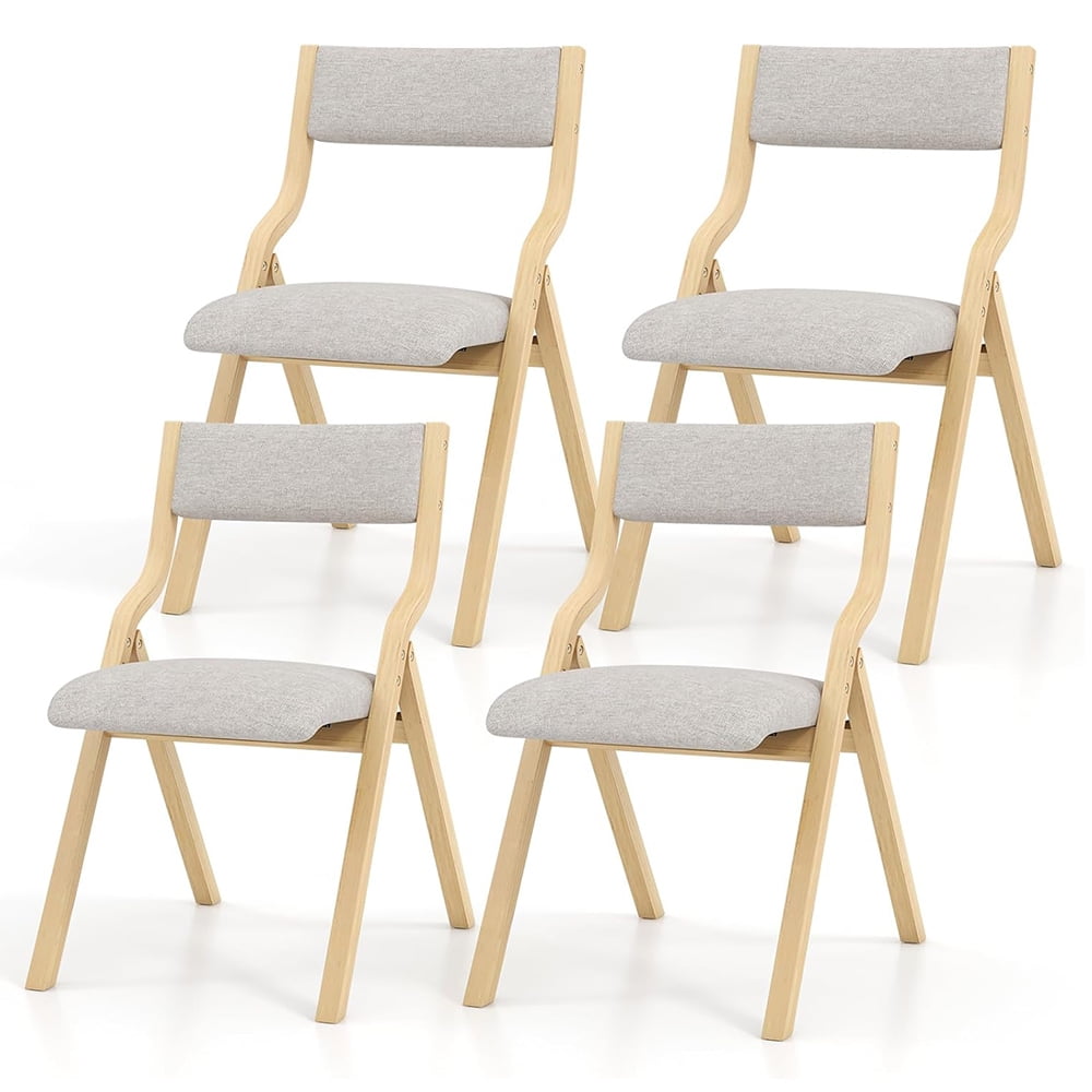 Set of 4 Folding Dining Chairs, Assembled Foldable Chairs with Padded ...