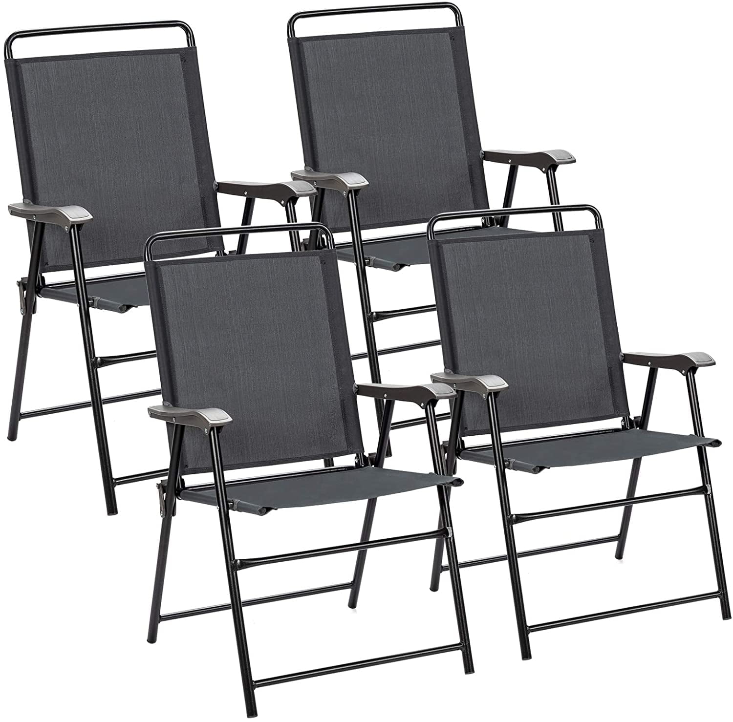 Set of 4 Folding Patio Chairs, Outdoor Patio Dining Chairs, Portable ...