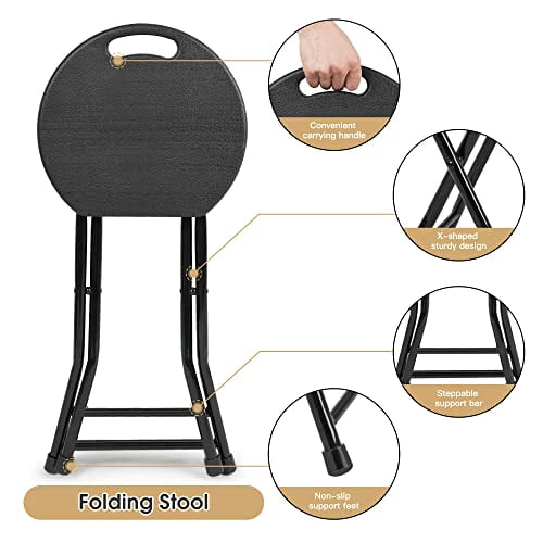 Set of 4 Folding Stool, Foldable Stool with Handle, Portable Stools for ...