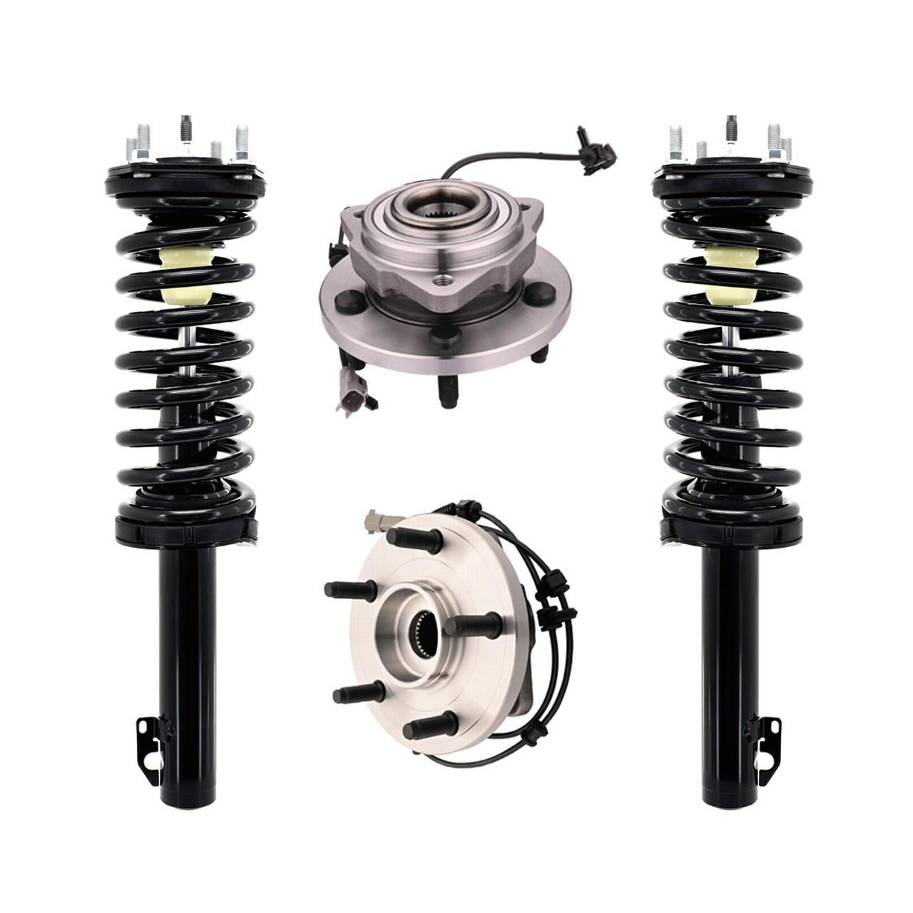Set 4 Front Quick Complete Strut Coil Spring Wheel Hub Bearing Assembly