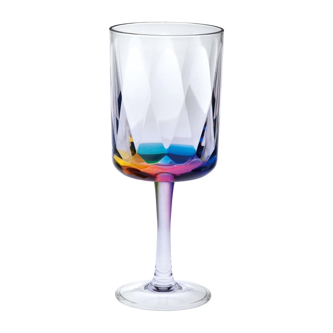 Set of 4 Gorgeous Rainbow Diamond Plastic Wine Glasses (16oz) - BPA ...