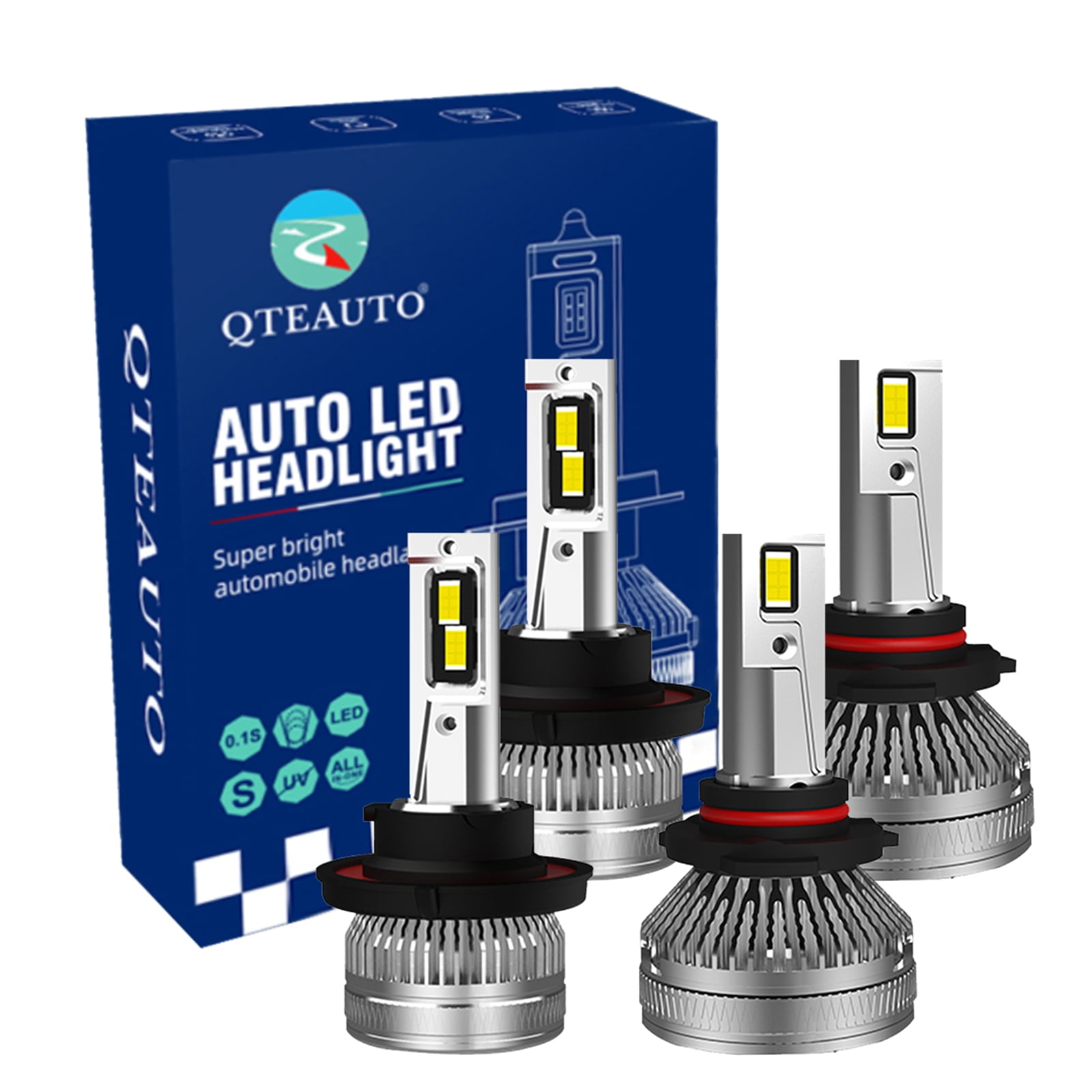 Set of 4 H13 9006/HB4 LED Super Bright High Beam Low Beam Fog Light ...