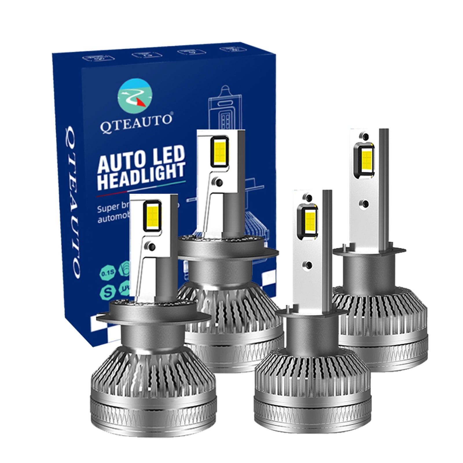 Set of 4 H7 H1 LED High Beam Low Beam 140W, Voltage 12V, Color Temperature 6000K, Lifespan ...