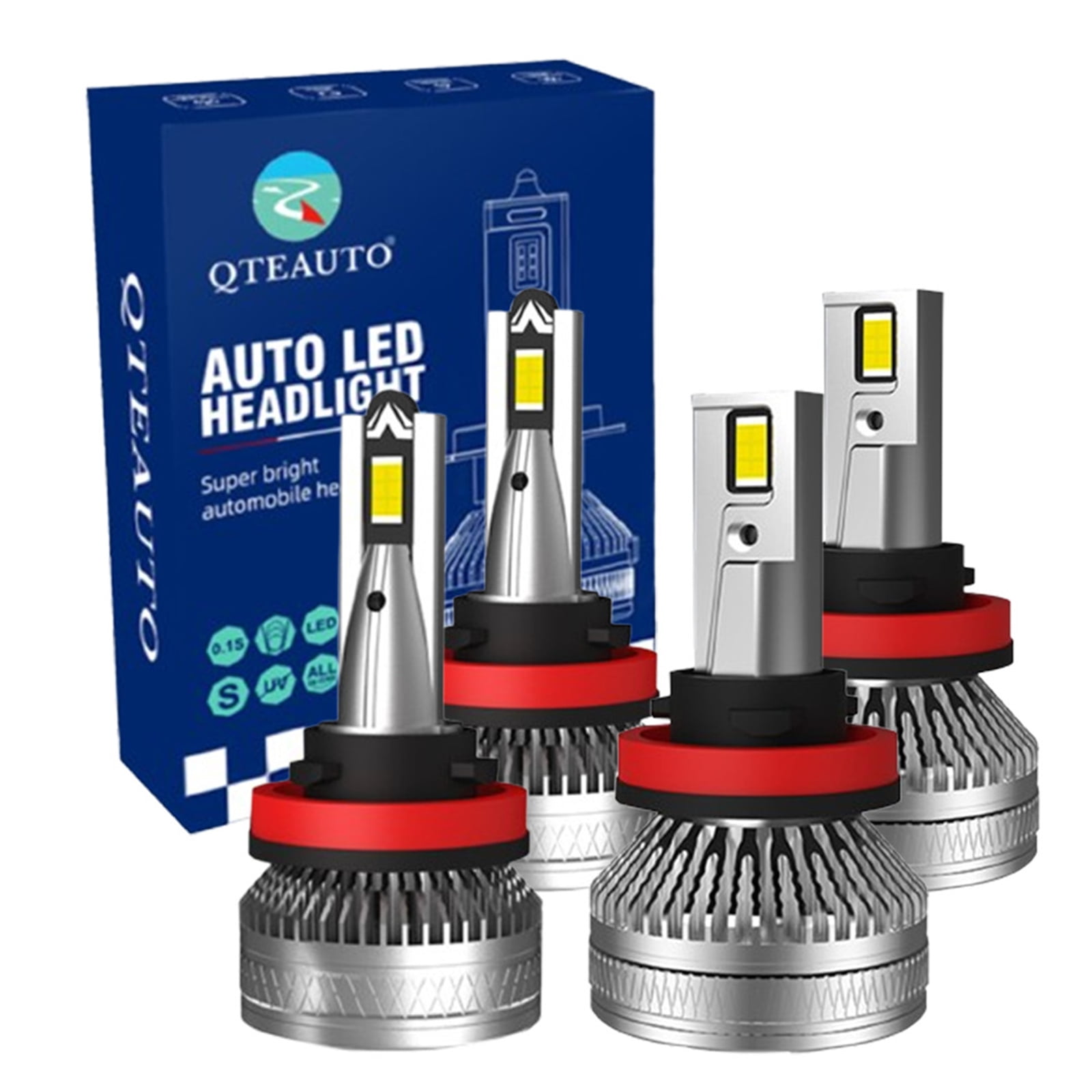 Set of 4 H8/H11/H9 LED Bulb Super Bright Low Beam Fog Light 140W ...