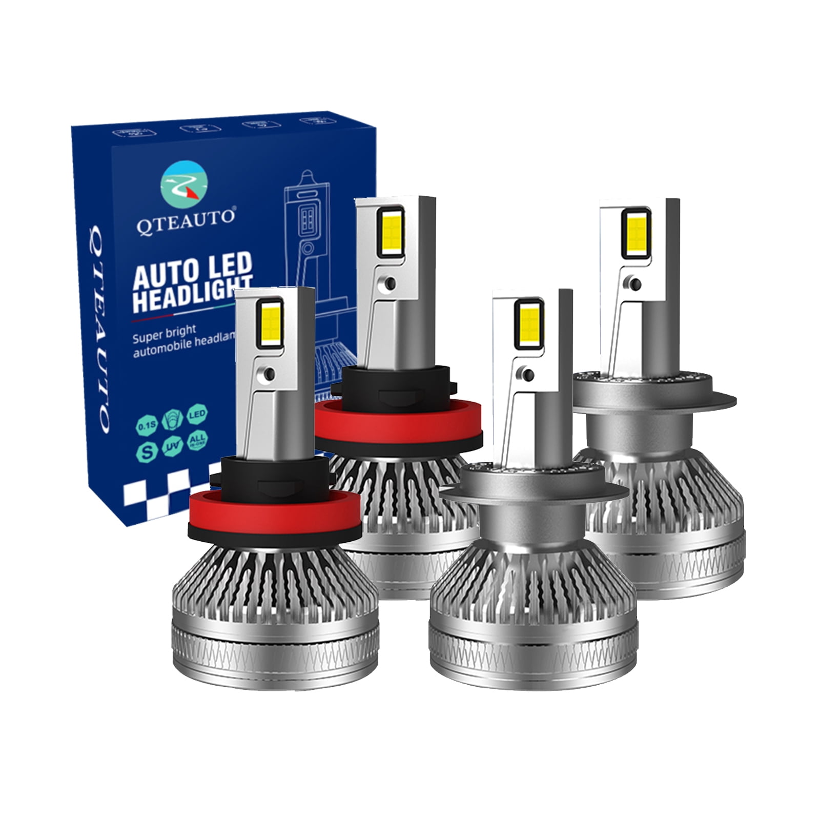 Set of 4 H8/H9/H11 LED Bulb H7 Daytime Running Low Beam 140W, Voltage ...