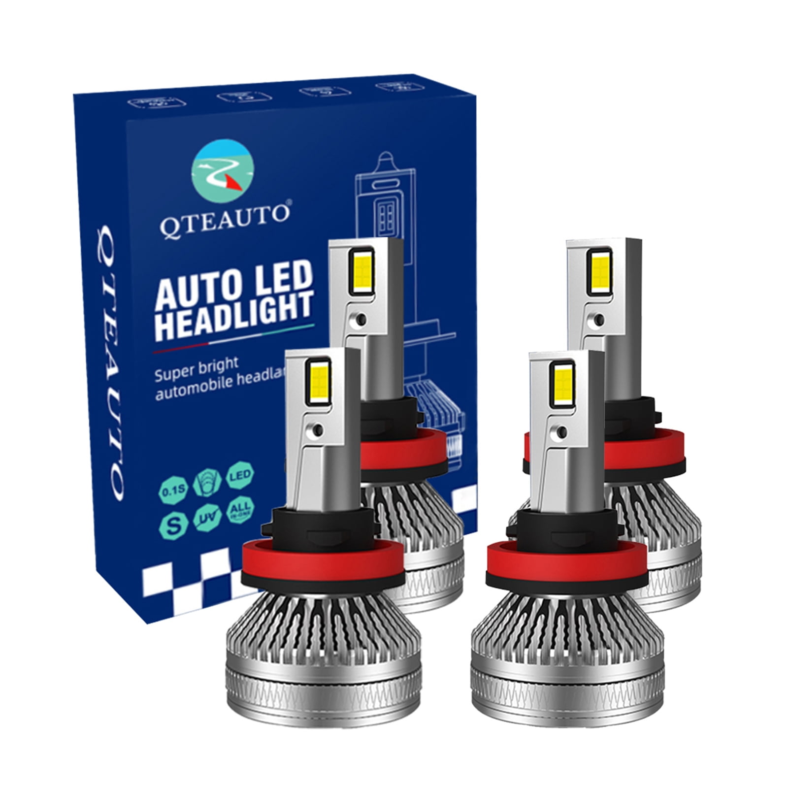 Set of 4 H8/H9/H11 LED Bulb Super Bright High Beam Fog Light 140W ...