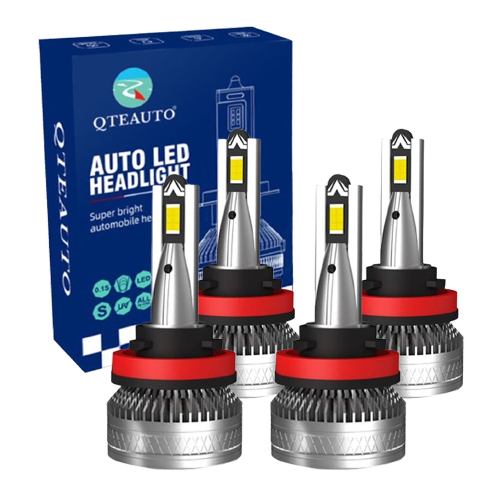 Set of 4 H8/H9/H11 LED Bulb Super Bright Low Beam Fog Light 140W ...