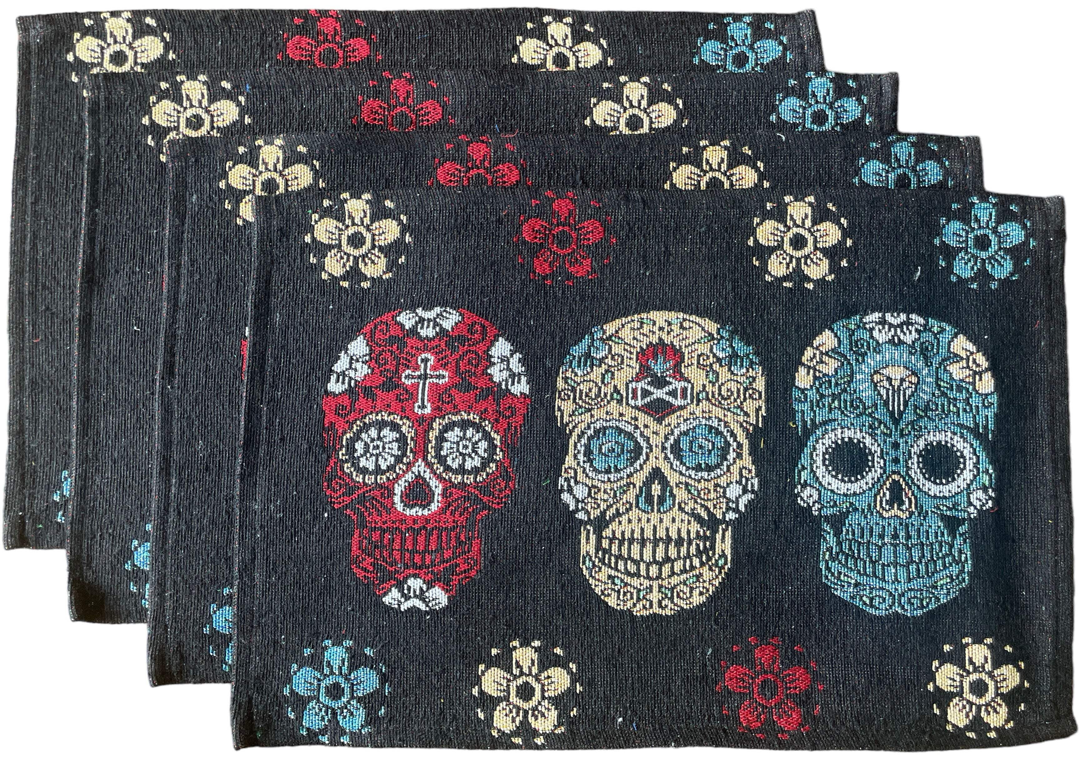 Set of 4, Halloween - Day of The Dead - Dia de Los Muertos Tapestry ...
