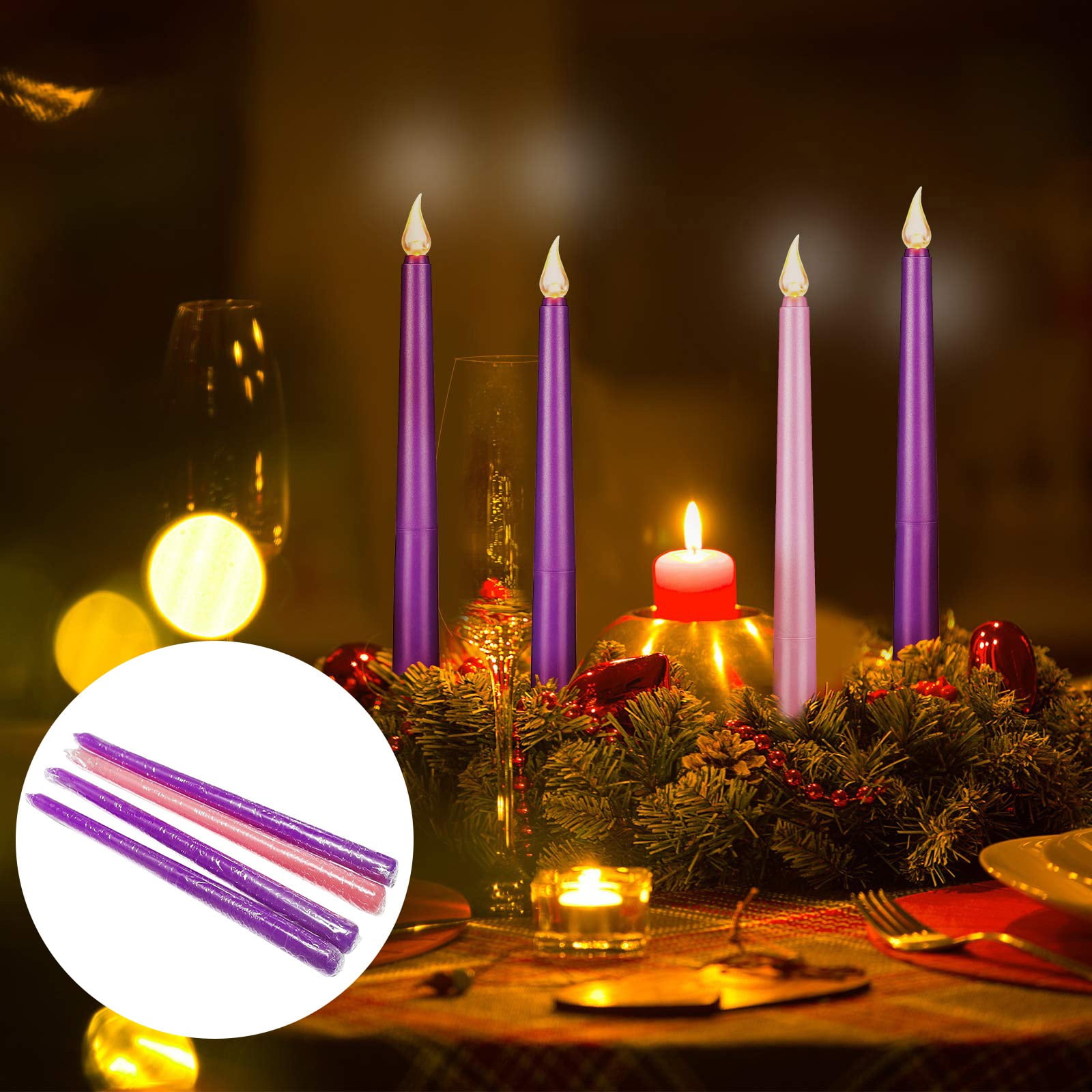 Set of 4 Hand Made Candles Purple and Pink for Christmas and Valentine ...