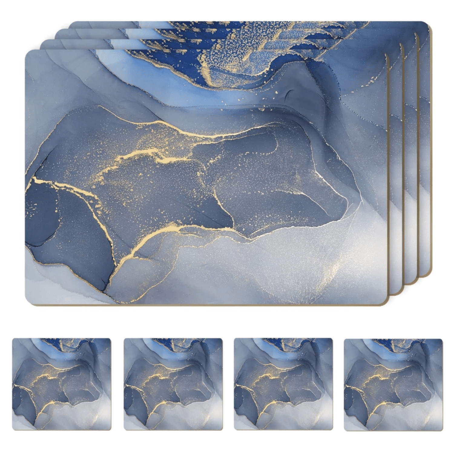 Set of 4 Heat Resistant Cork Placemats for Dining Table with Free Set ...