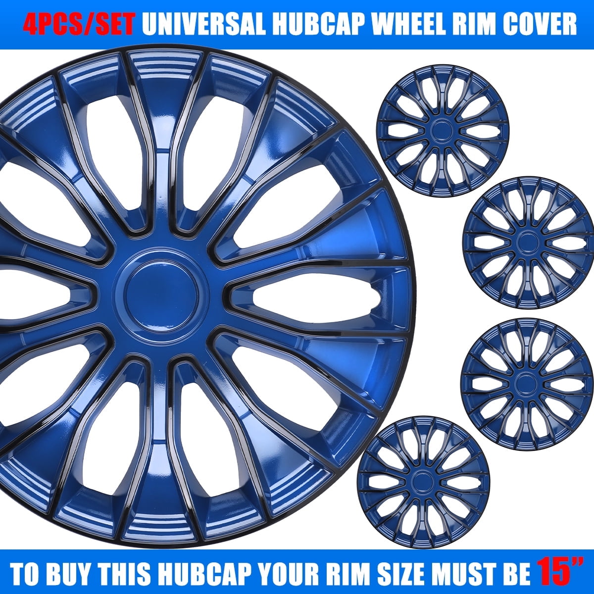 Set of 4 Hubcap Wheel Cover Replacement 15" Hub Caps Universal Wheel ...