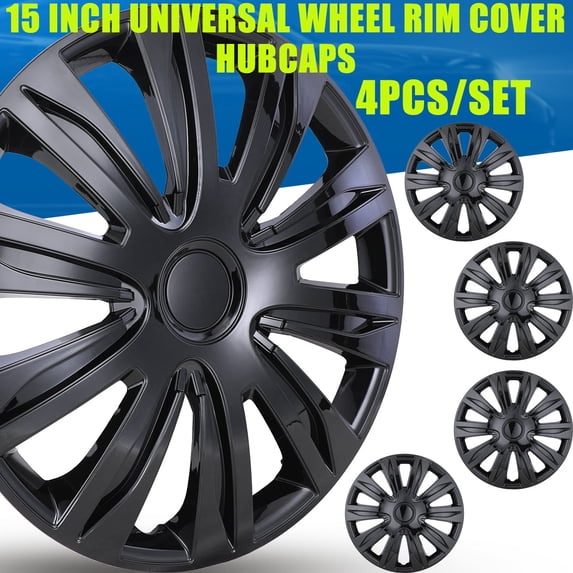 Set of 4 Hubcaps 15" Universal Wheel Rim Cover ABS Material Exterior ...