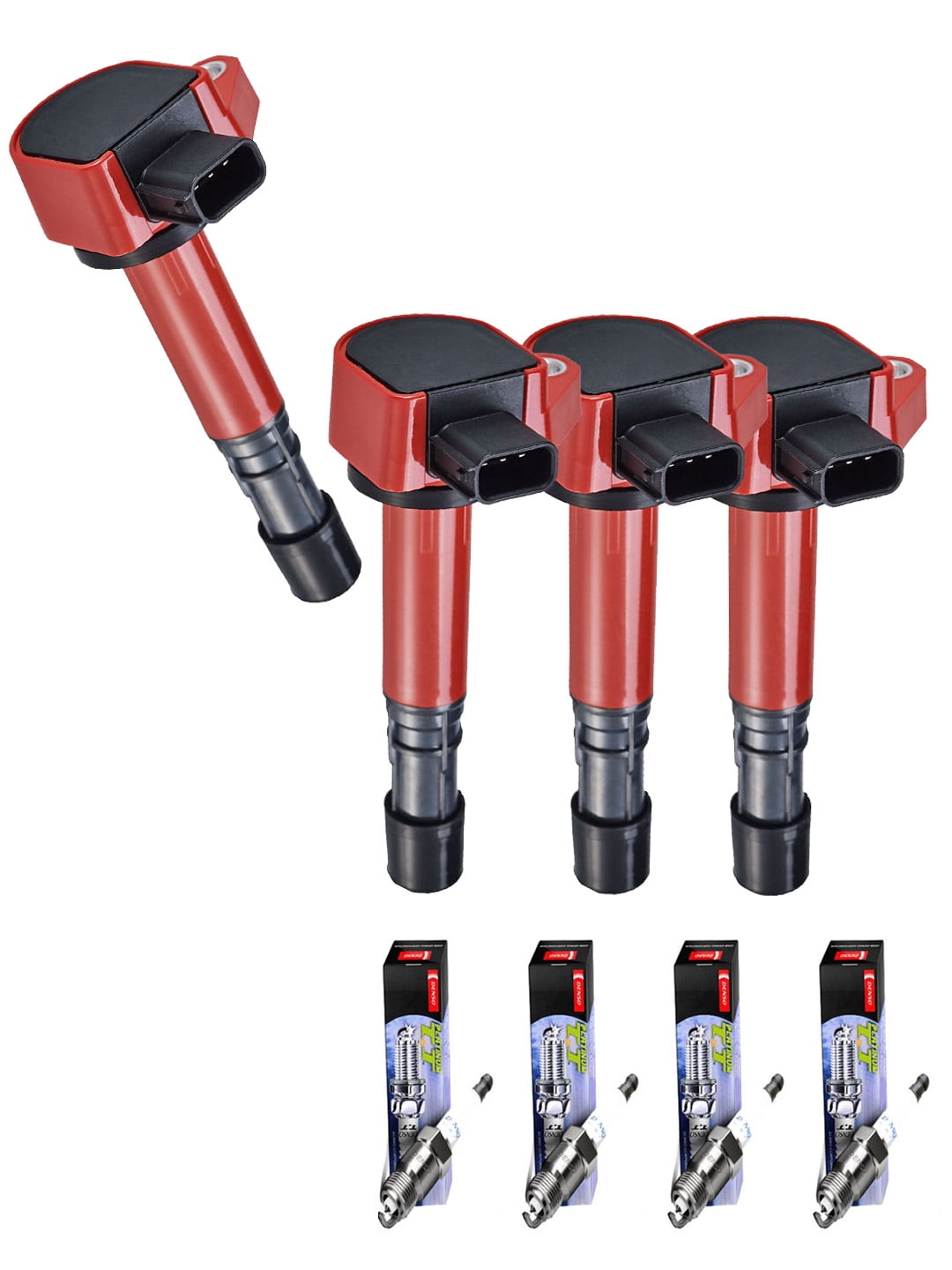 Set of 4 ISA Energy Color Ignition Coils and 4 Denso Spark Plugs ...