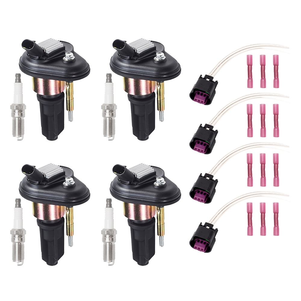Set of 4 ISA Ignition Coil, 4 Platinum Spark Plugs & 4 Ignition Coil Connector for Chevrolet ...