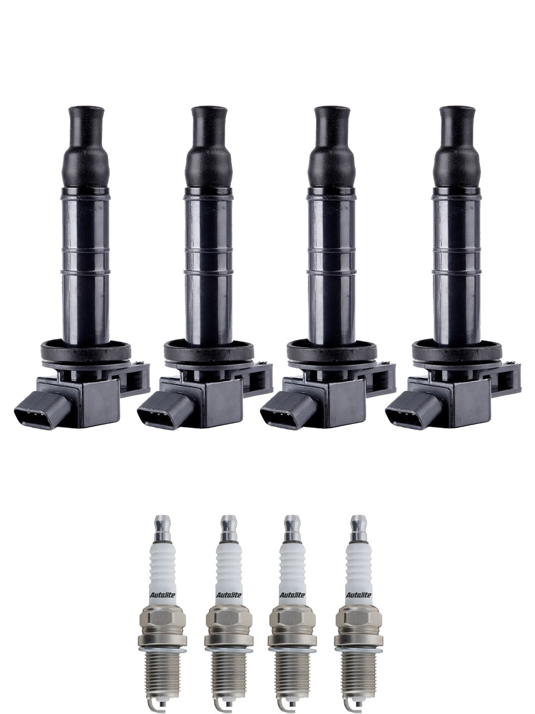 Set of 4 ISA Ignition Coils and 4 Autolite Spark Plugs Compatible with ...
