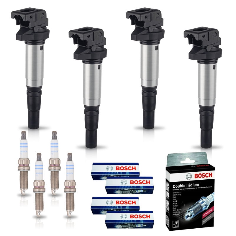 Set of 4 ISA Ignition Coils and 4 Bosch Spark Plugs Compatible with ...