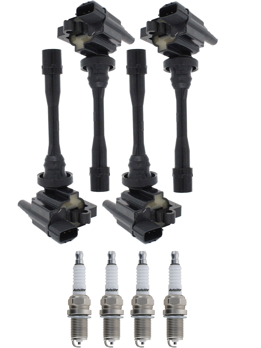 Set of 4 ISA Ignition Coils and 4 Autolite Spark Plugs Compatible with 2004-2005 Chrysler ...