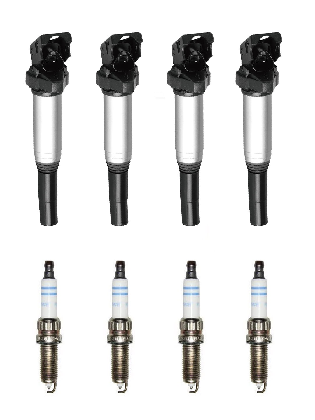 Set of 4 ISA Ignition Coils and 4 Bosch Spark Plugs Compatible with ...