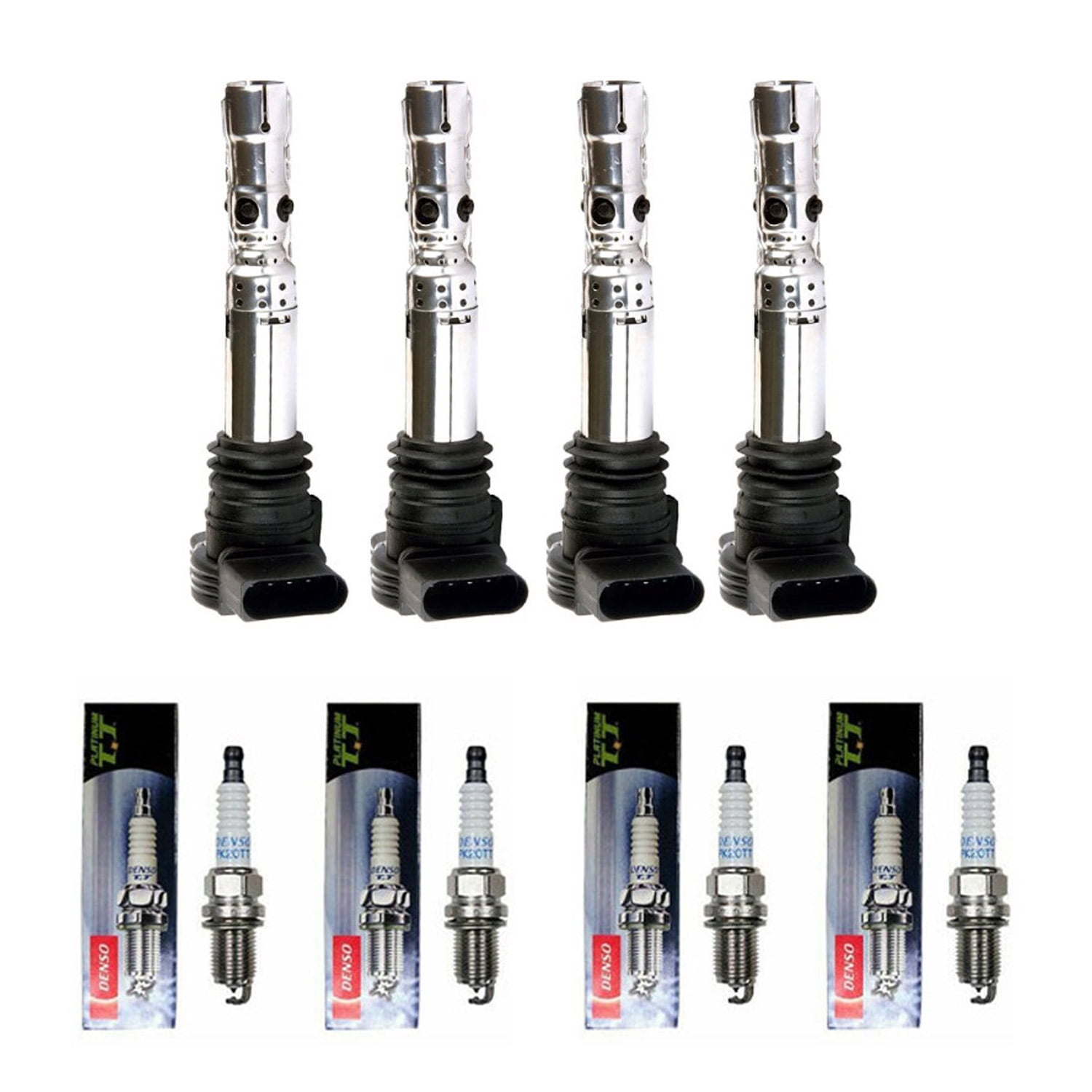 Set of 4 ISA Ignition Coils and Denso Platinum Spark Plugs Compatible ...