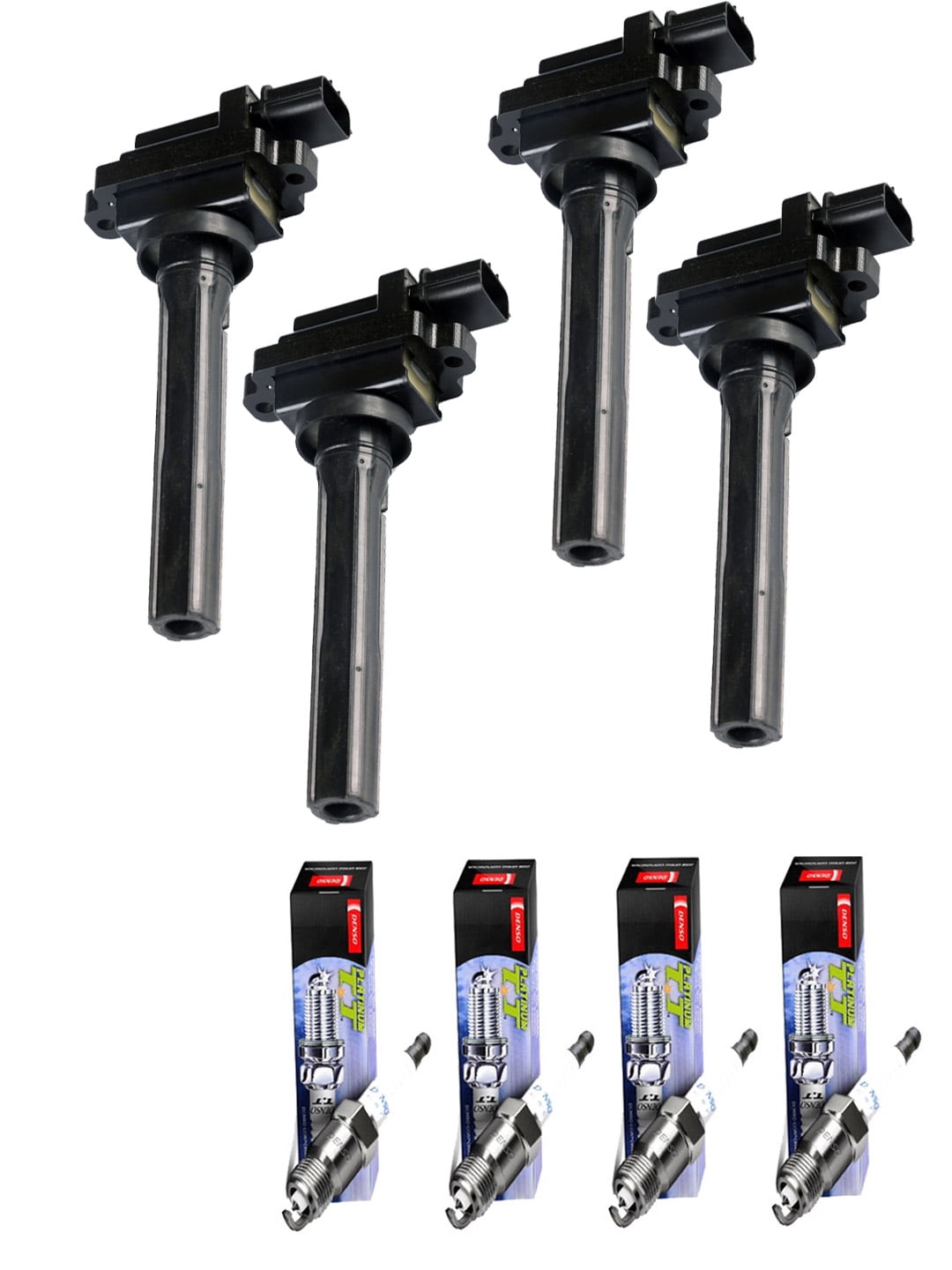 Set of 4 ISA Ignition Coils and 4 Denso Spark Plugs Compatible with ...