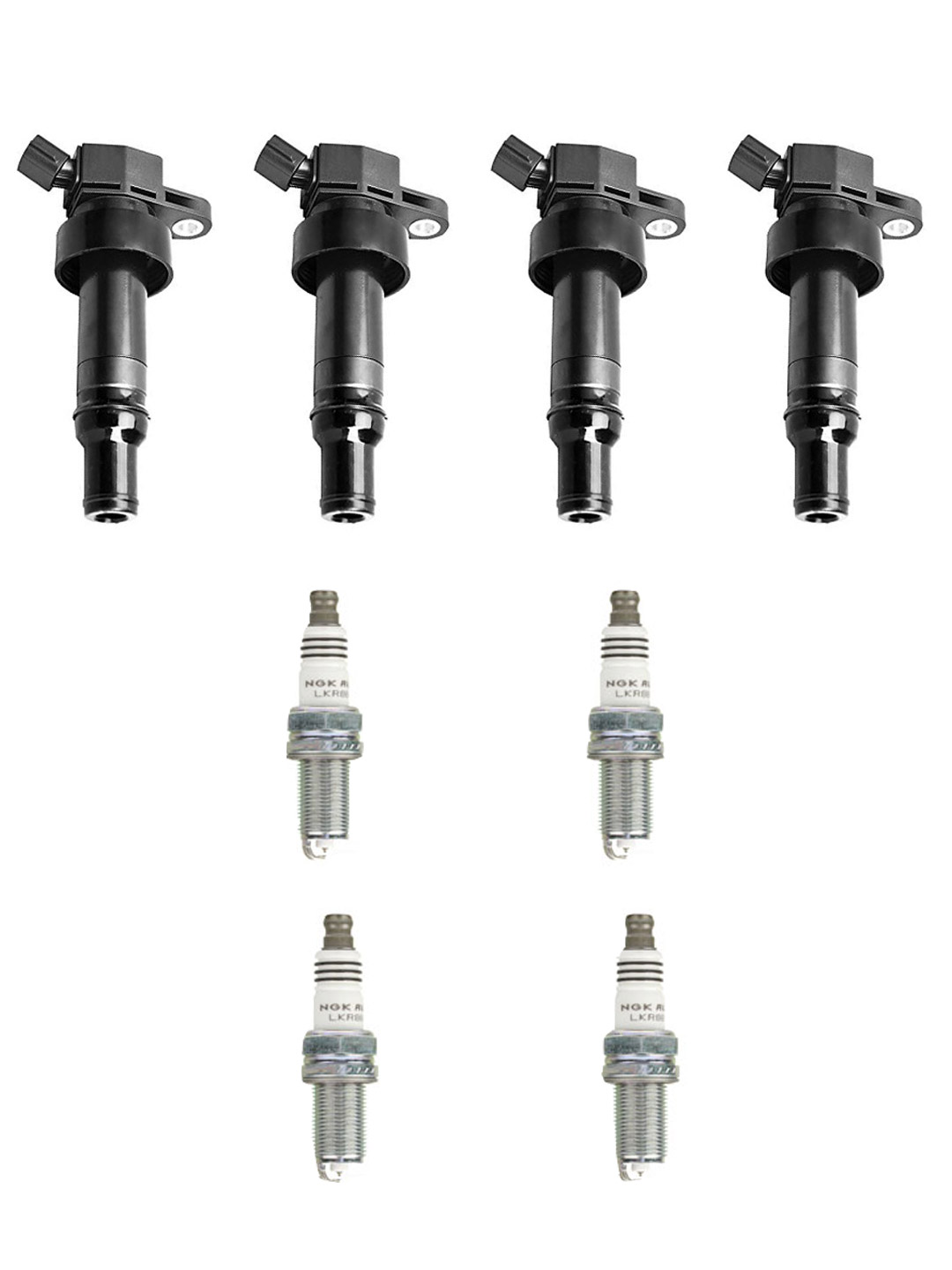Set of 4 ISA Ignition Coils and 4 NGK Ruthenium Spark Plugs Compatible ...
