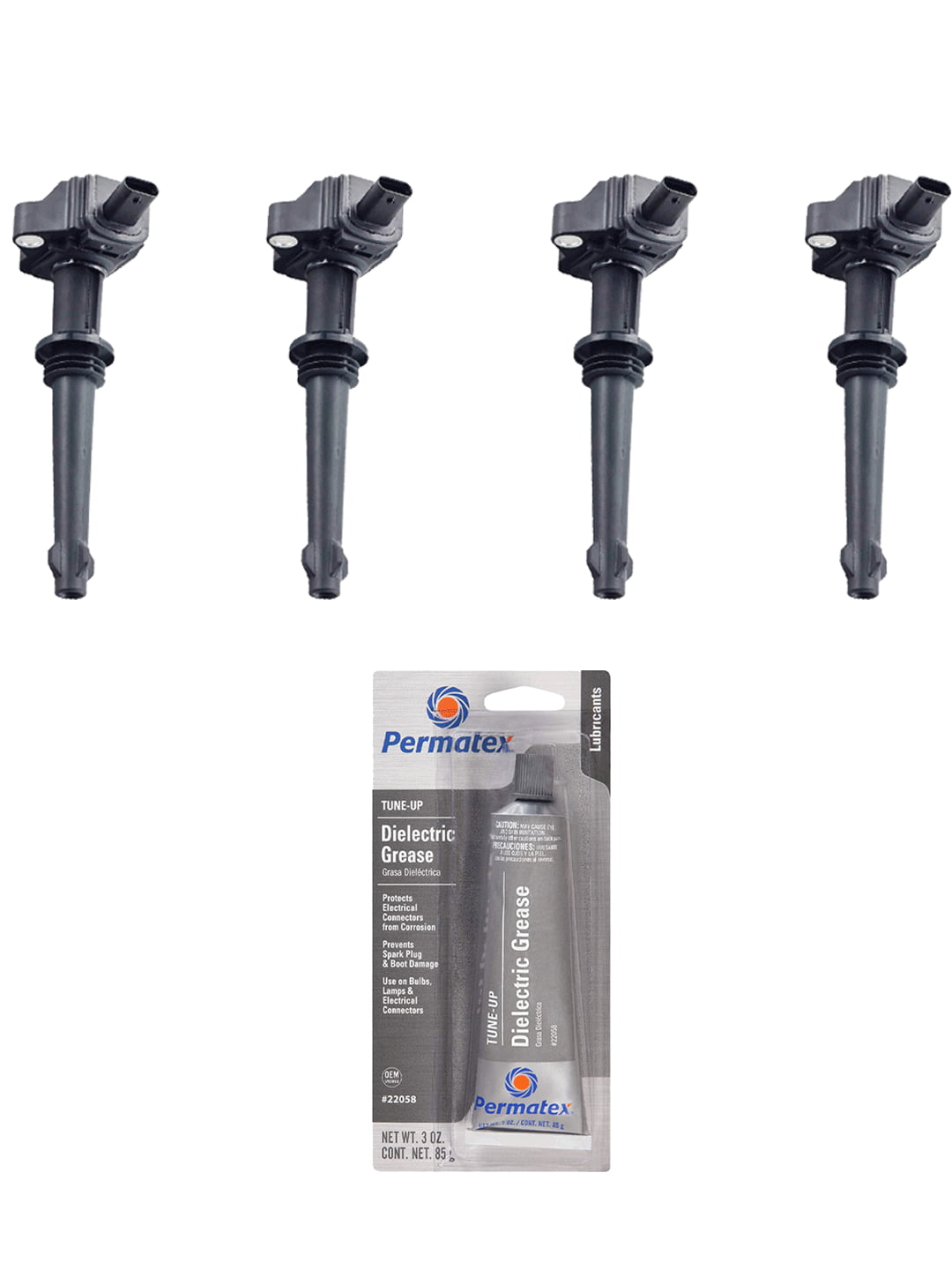 Set of 4 Ignition Coils and Permatex 22058 Dielectric Tune-Up Grease ...