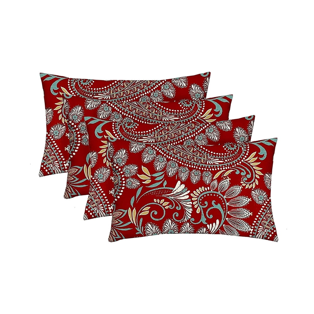 Set of 4 Indoor Outdoor Pillow, Rectangle Decorative Patio Lumbar Toss ...