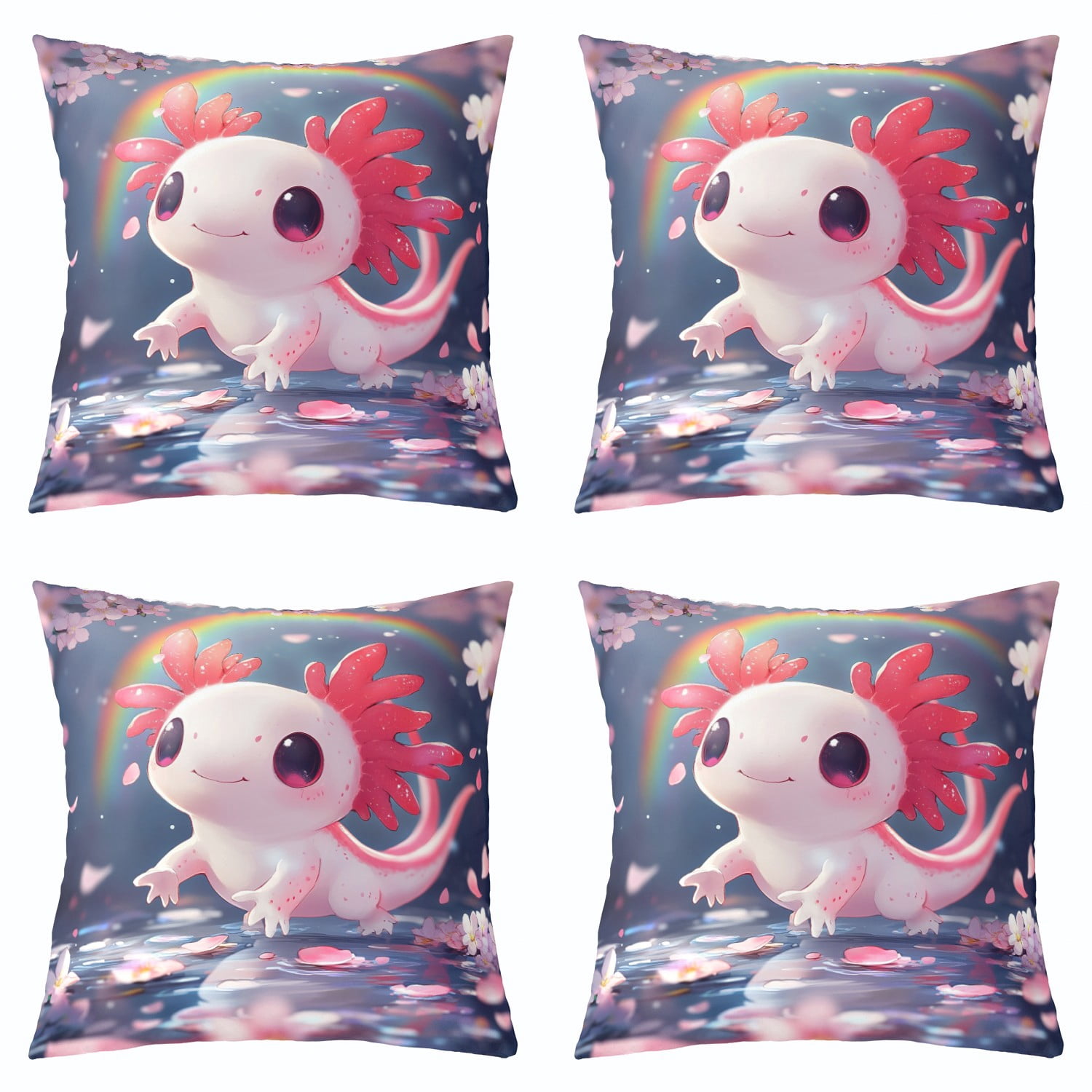 Set of 4 Kids Cute Axolotl Throw Pillow Covers 20x20 Inch for Sofa Bed ...