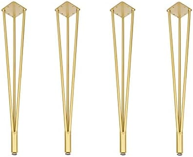 Set of 4 Kingsman Hardware 28-3/8 inch 3 Rods Hairpin Table Legs, Heavy ...