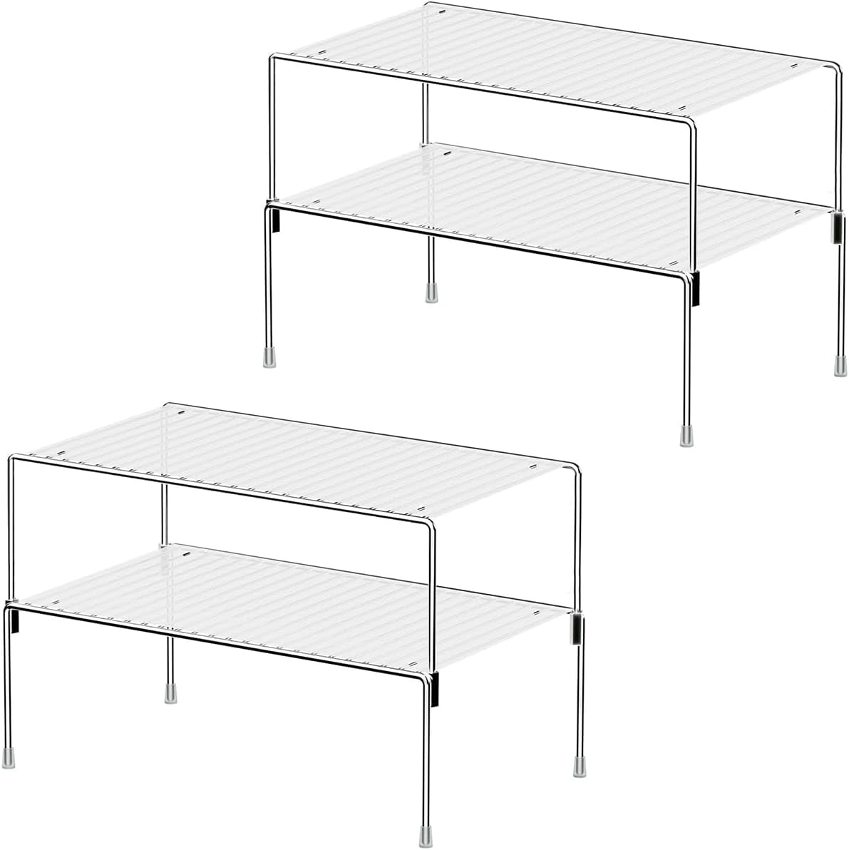 Set of 4 Kitchen Cabinet Organizer Shelves, Stackable Organizer and ...