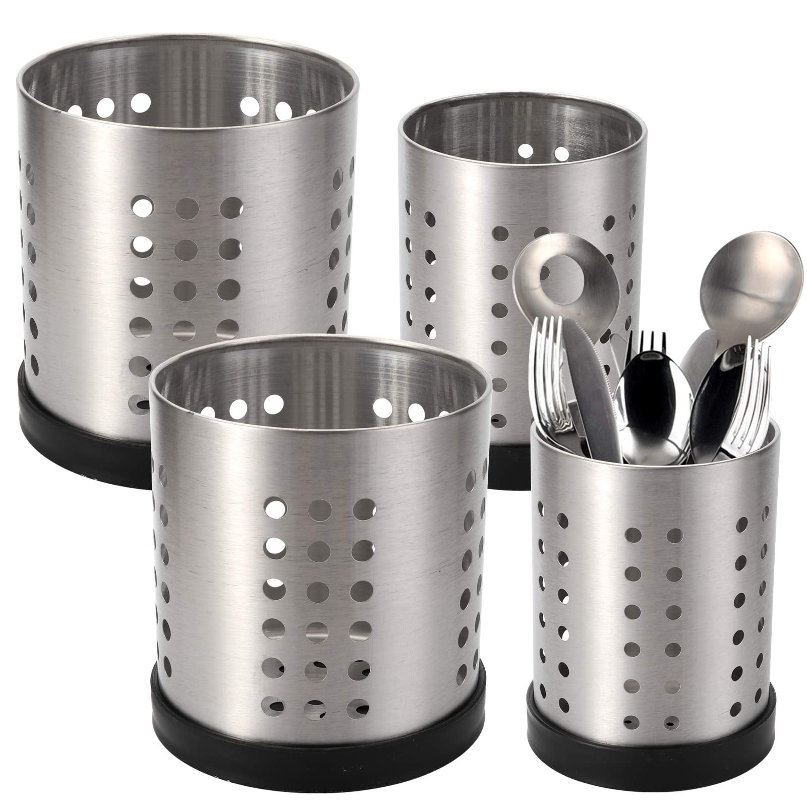 Set of 4 Kitchen Utensil Holder, Stainless Steel Cooking Utensil ...