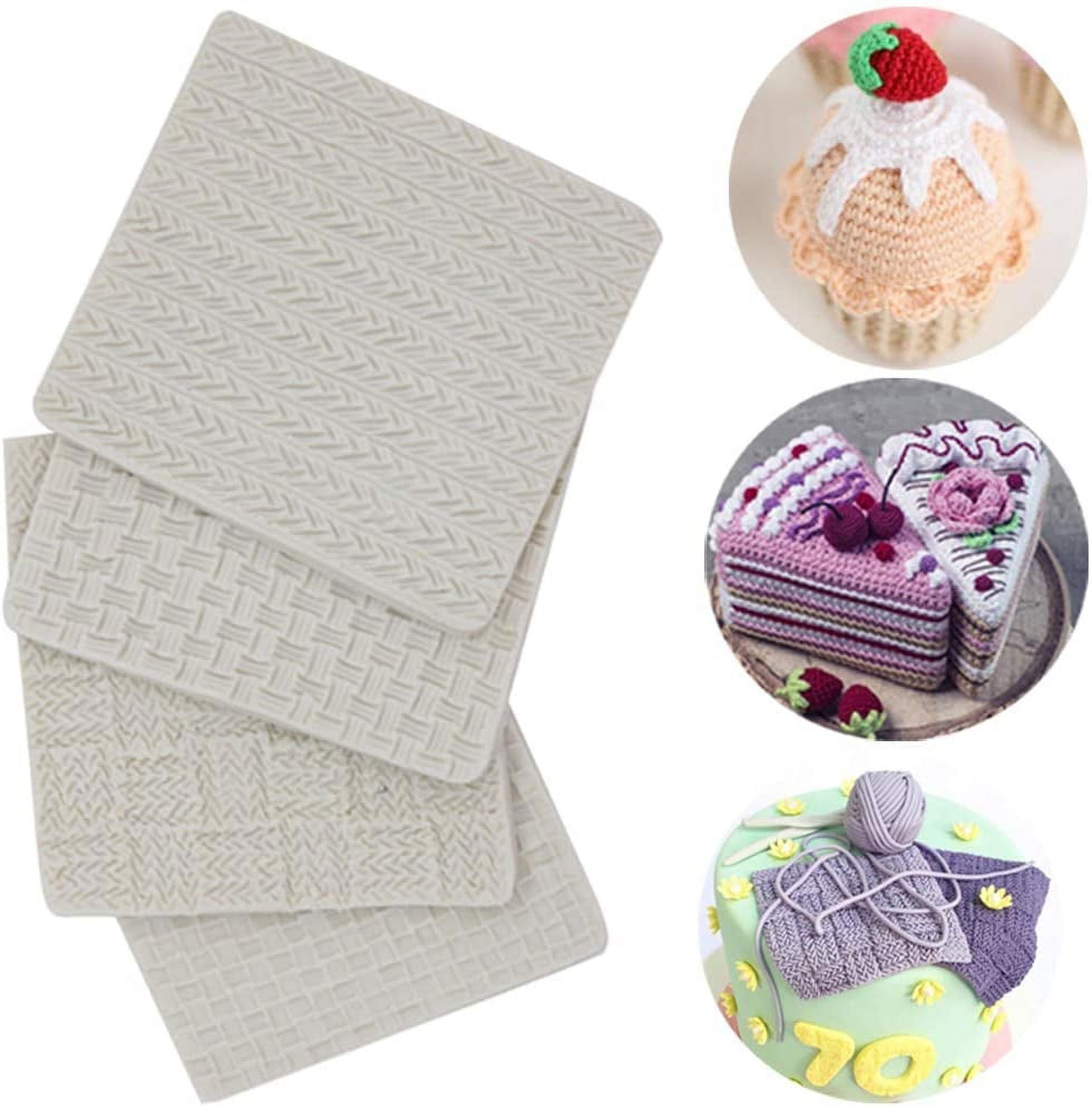 (Set of 4) Knitting Silicone Fondant Mold/Knit Simpress Texture Stamp ...