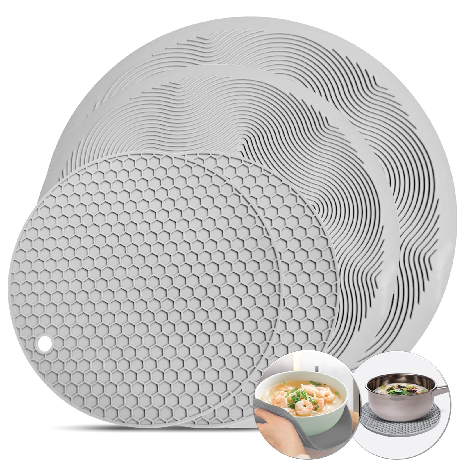 Set of 4, KooMall Silicone Trivet, Microwave Mat, Multi-use: Pot ...