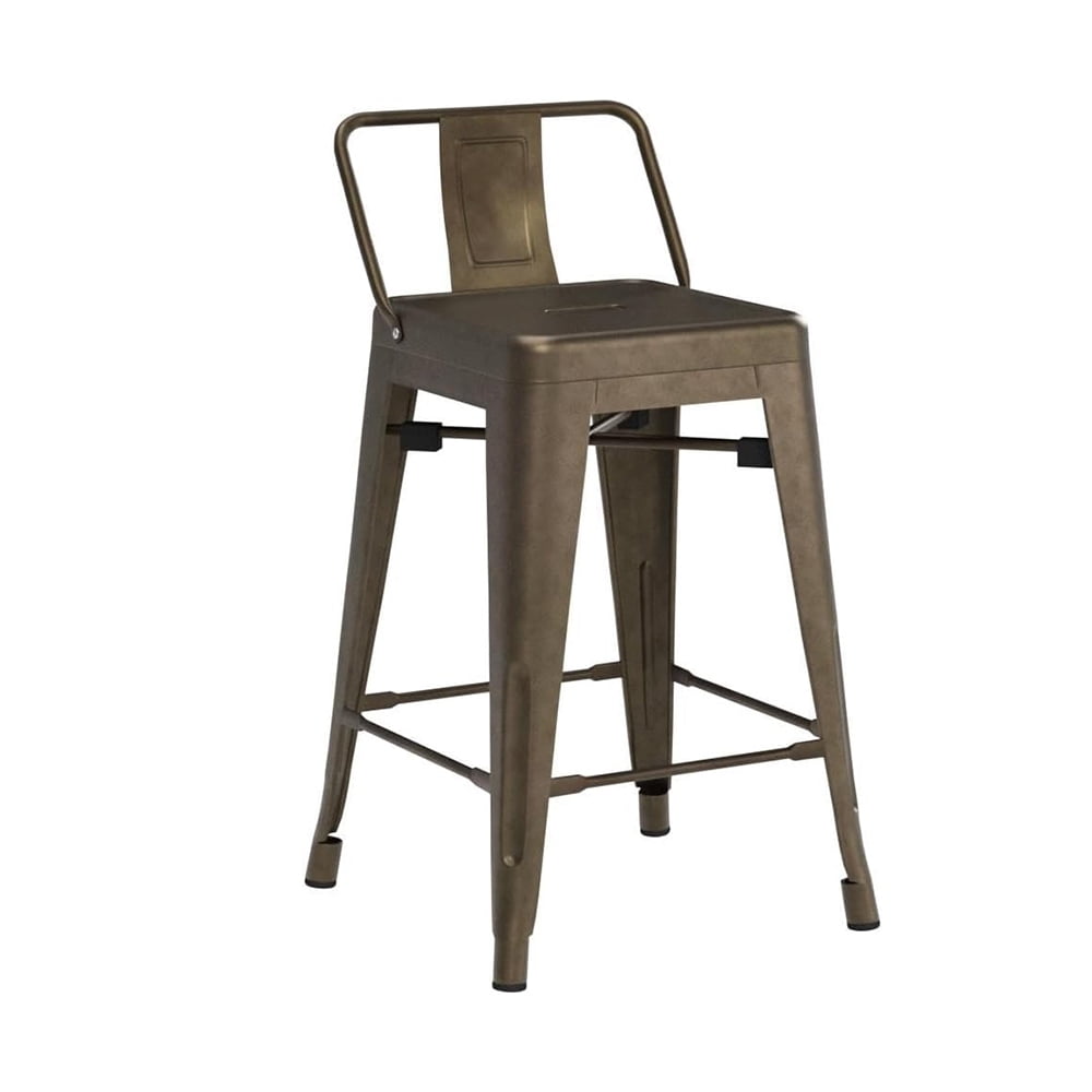 Set of 4 Metal Bar Stools, 24'' Stylish Height Stools with Rubber Feet ...