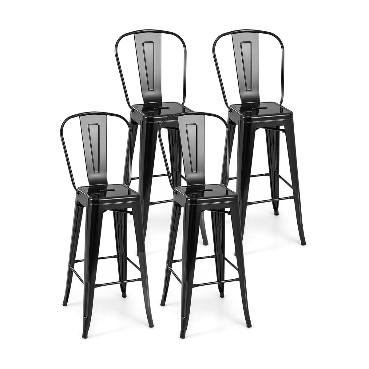 Set of 4 Metal Bar stools, 30'' Stylish Height Stools with Rubber Feet ...