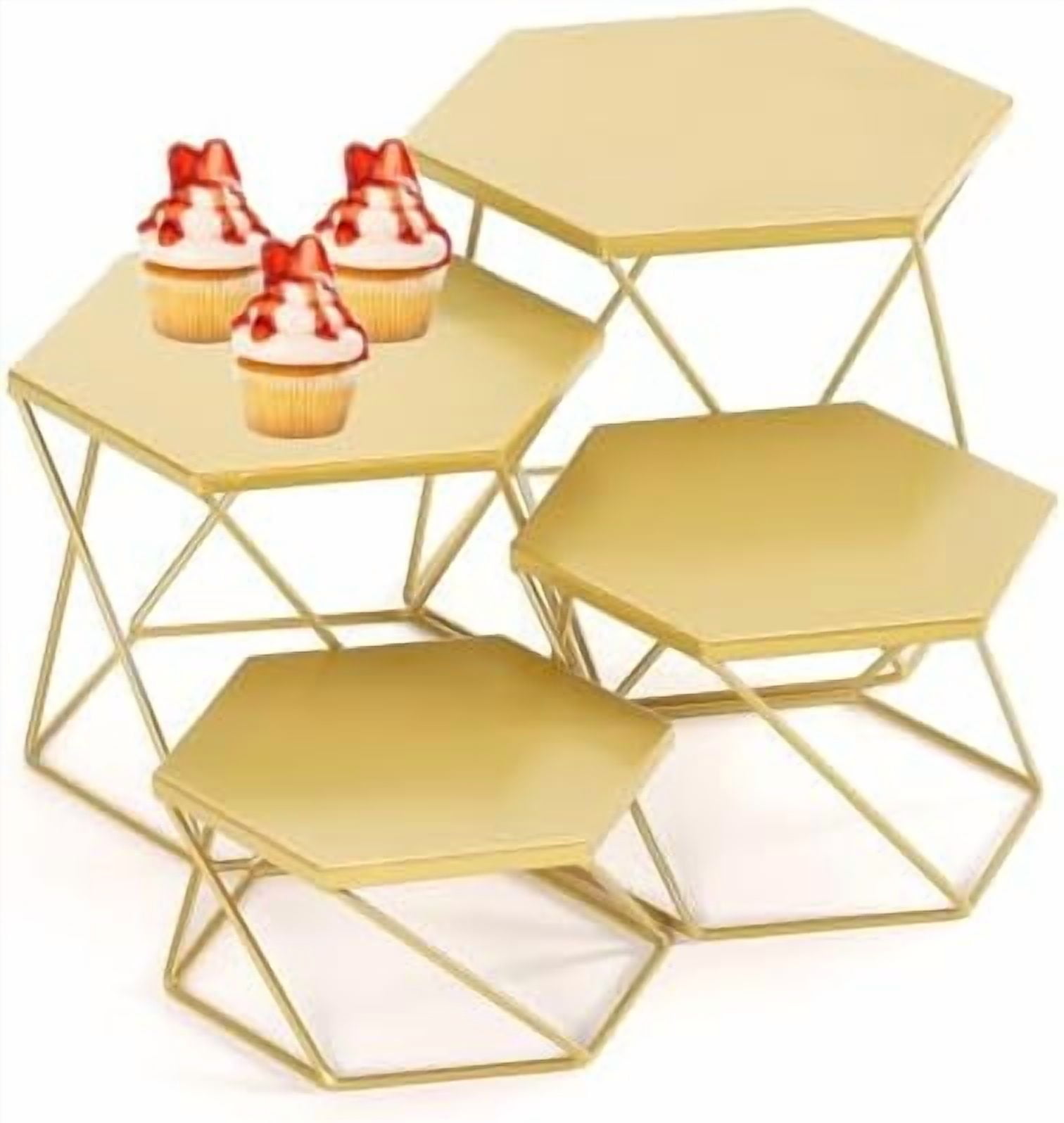 Set of 4 Metal Display Risers, Upgraded Hexagonal Nesting Buffet Riser ...