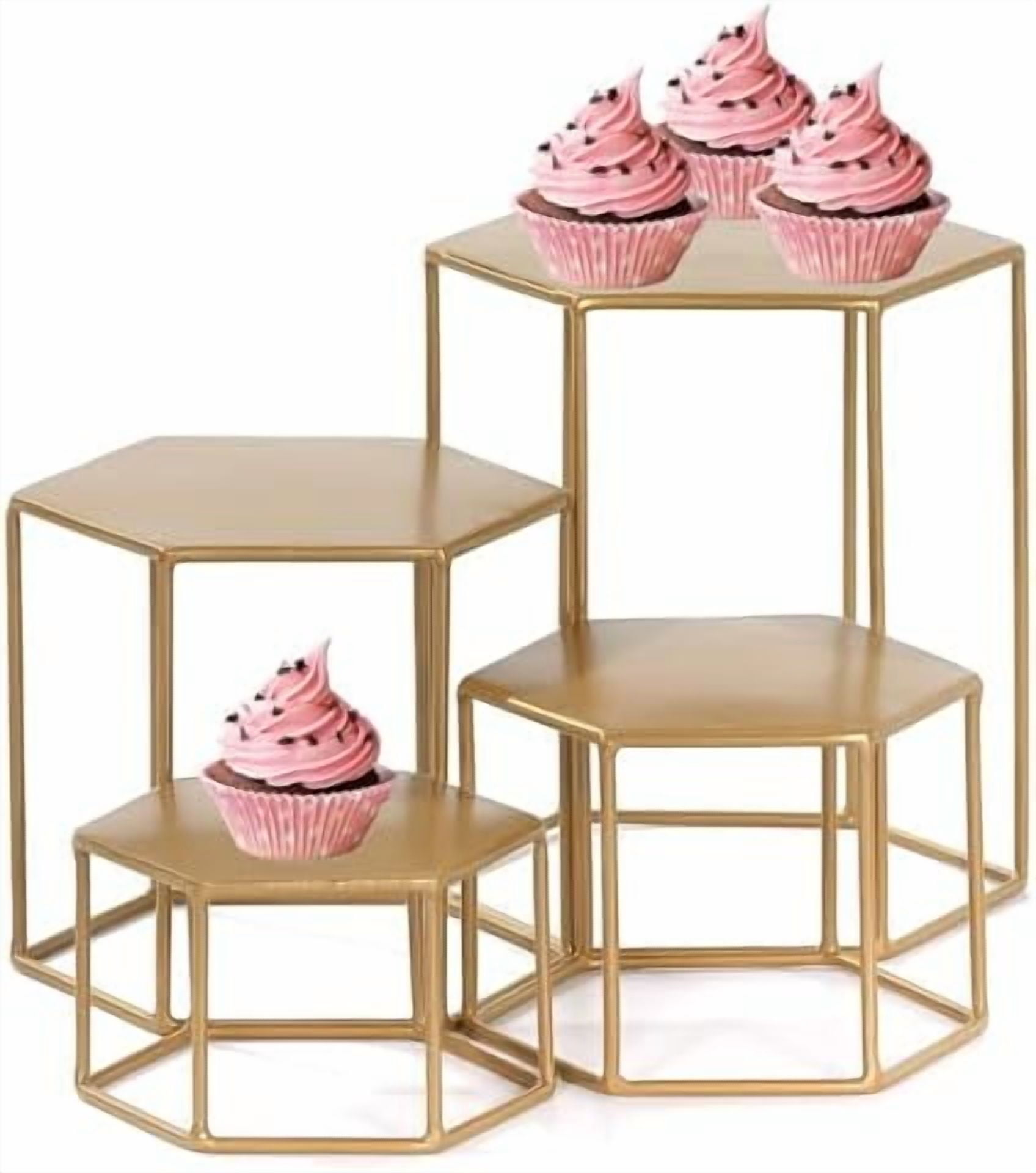 Set of 4 Metal Display Risers, Upgraded Hexagonal Nesting Buffet Riser ...