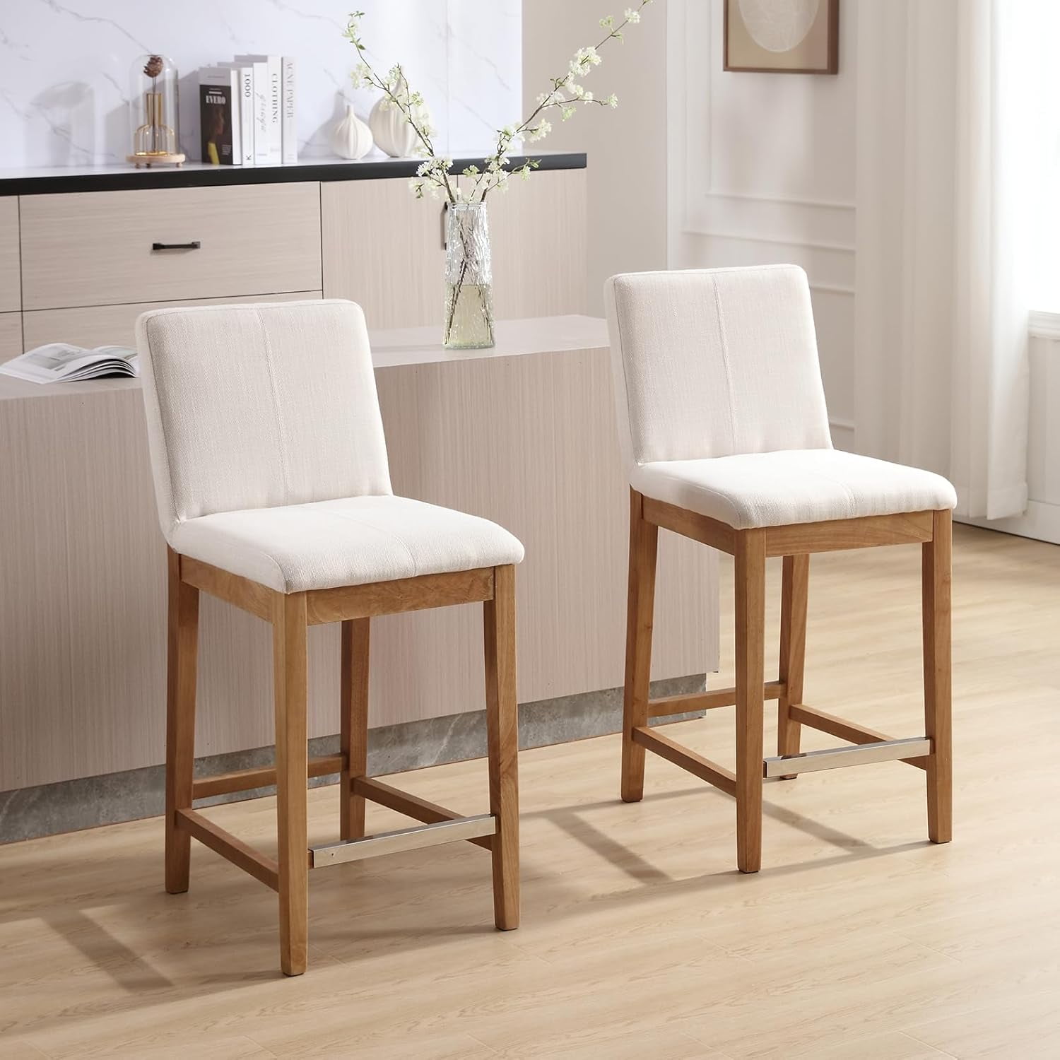 Set of 4 Mid Century Modern 26" Counter Height Stools with Back ...
