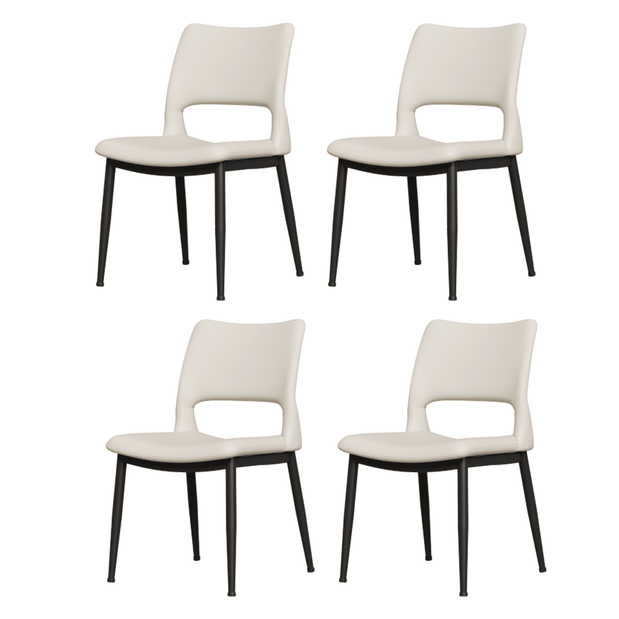Set of 4 Modern Minimalist PU Leather Dining Chairs, Comfortable ...