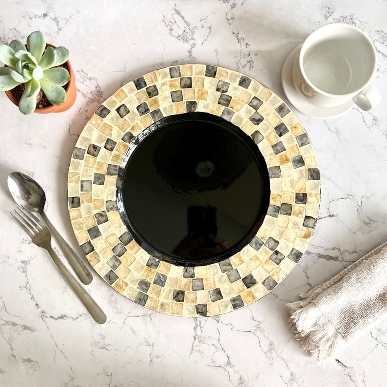 Set of 4 Mother Of Pearl Handicrafted Decorative Plates For Display ...