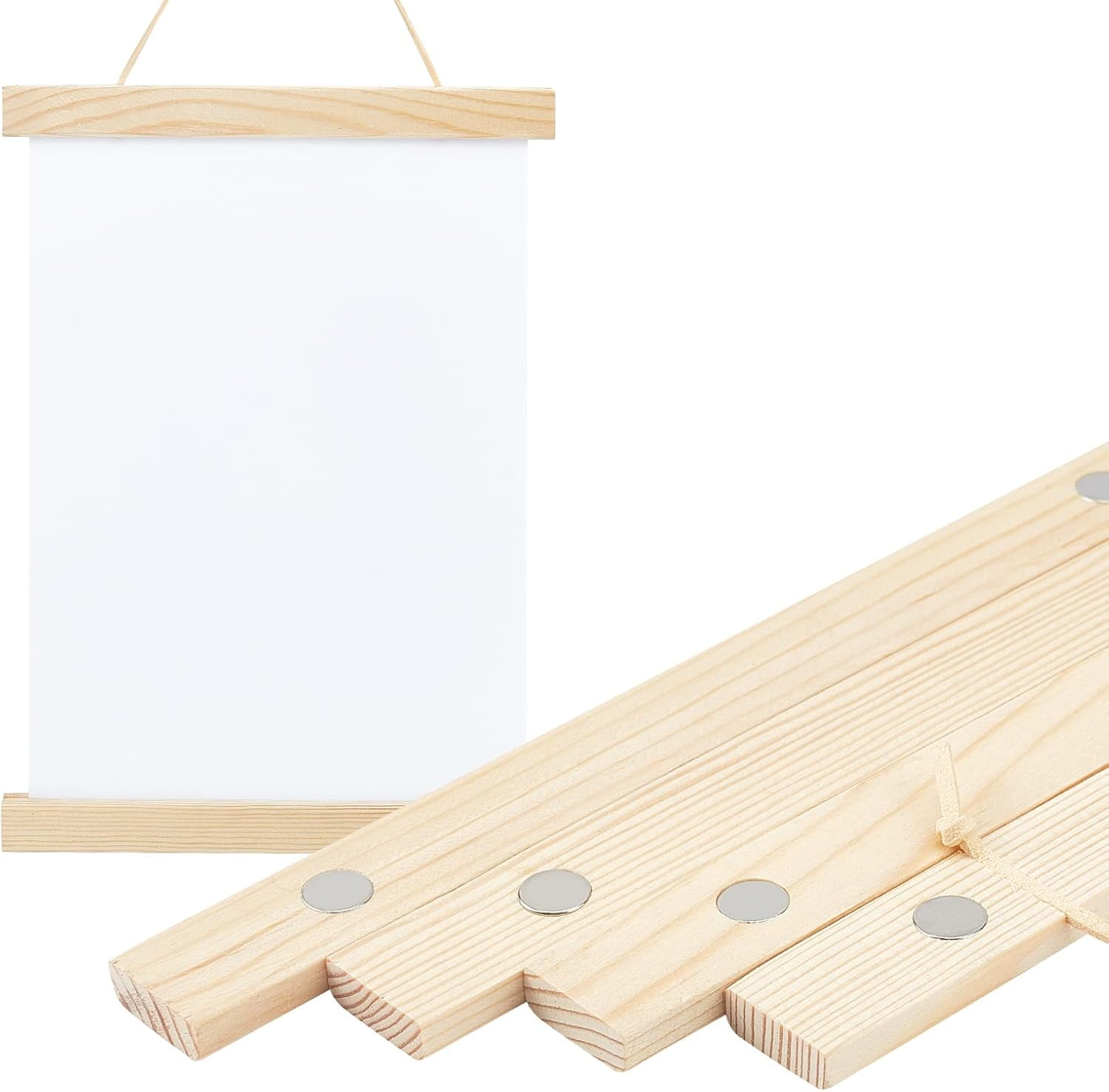 Set of 4 Natural Wood Magnetic Poster Frame 8 Inches Wide Pinewood ...