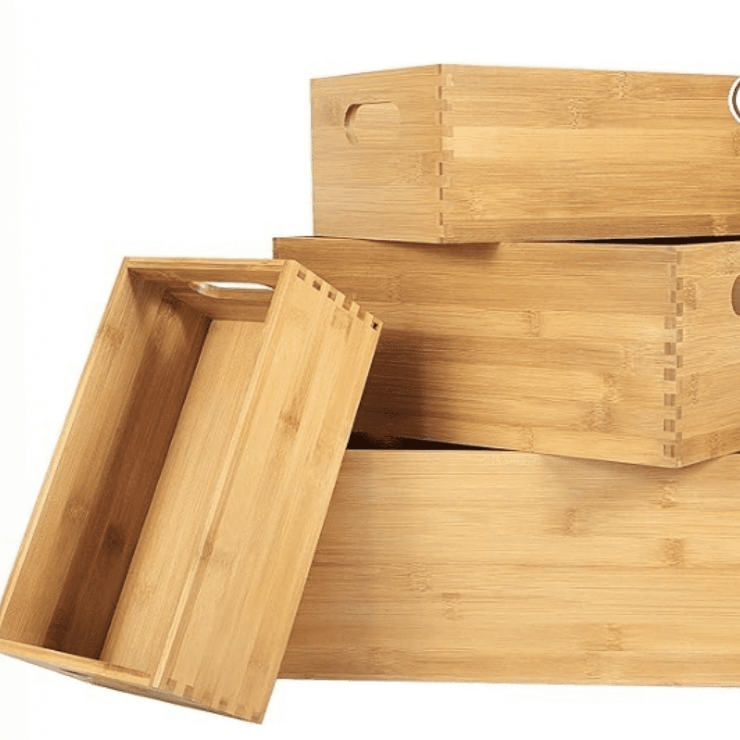 Set of 4 Nesting Wooden Crates for Storage, Bamboo Wood Storage ...
