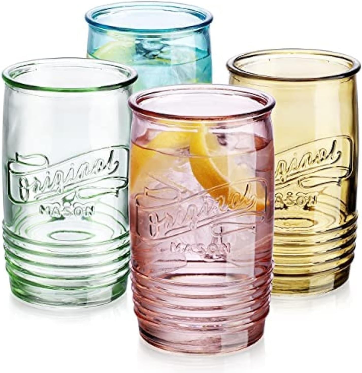 Set Of 4 Original Mason Collins Glasses Assorted Colored Drinking ...