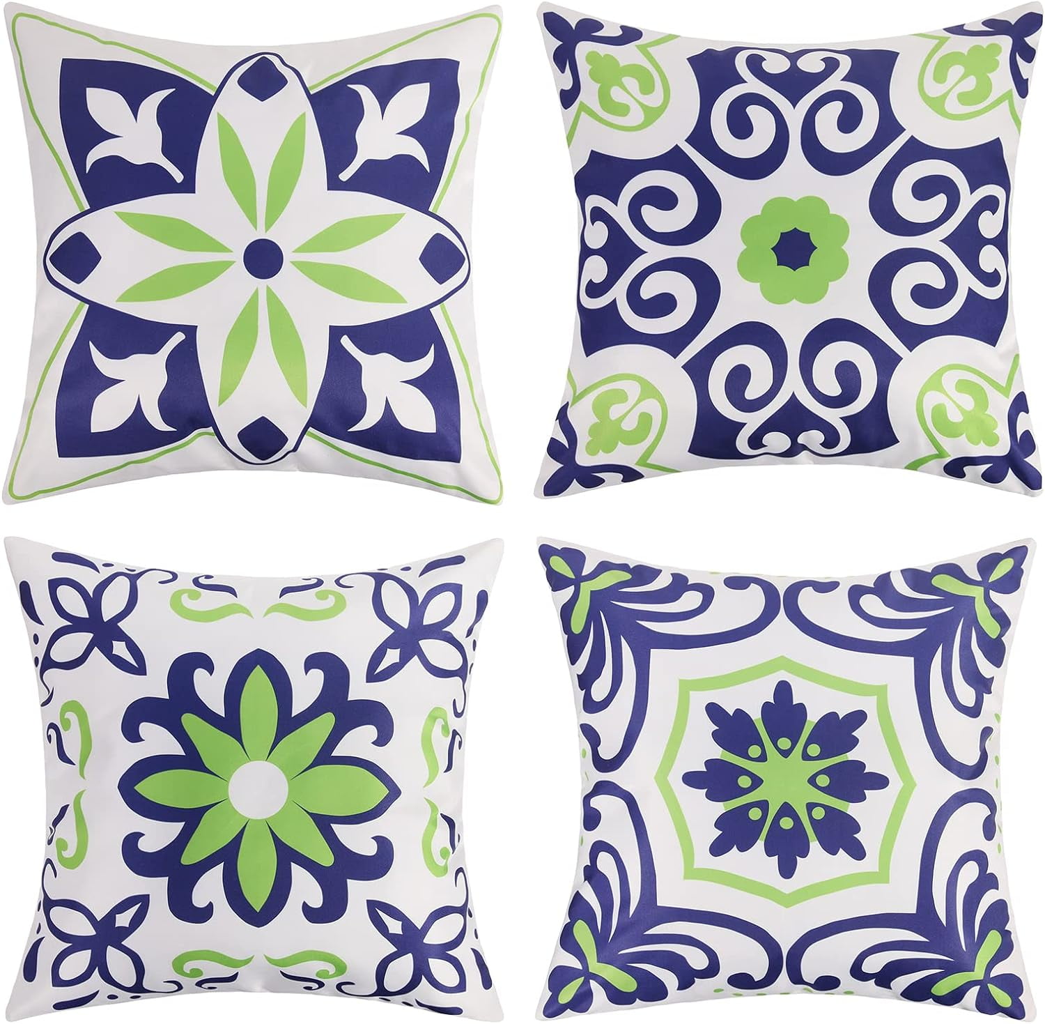 Set of 4 Outdoor Pillow Covers 18x18 Waterproof Decorative Throw Pillow ...
