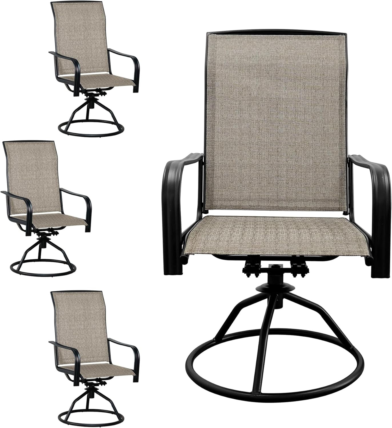 Set of 4 Patio Swivel Dining Chairs: 360° Rotating & 15° Rocking Motion ...
