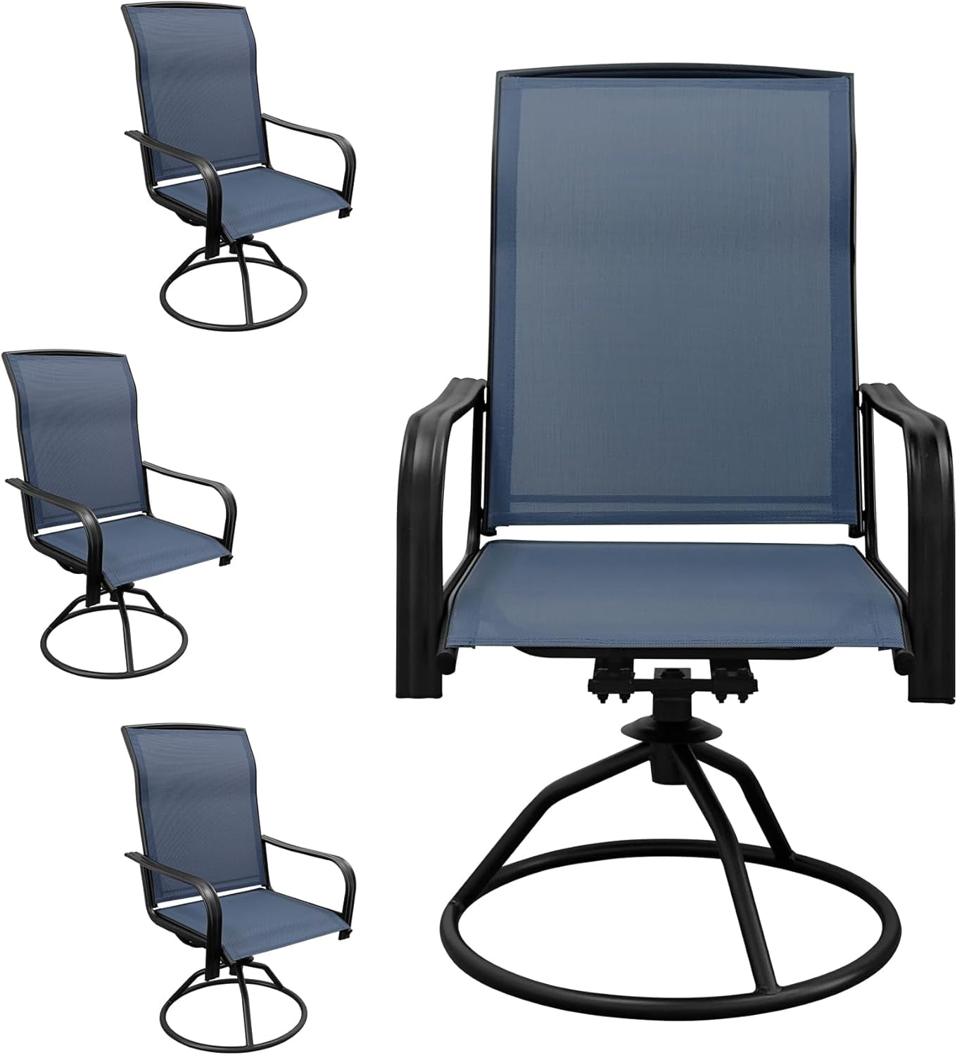 Set of 4 Patio Swivel Dining Chairs: 360° Rotating & 15° Rocking Motion ...