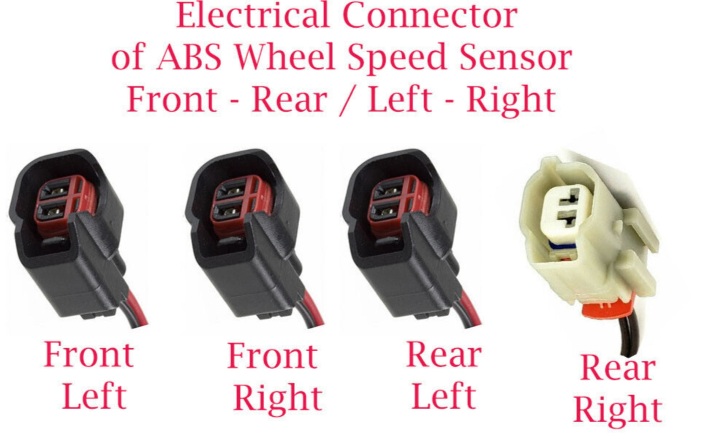 Set 4 Pc Connector of ABS Wheel Speed Sensor Front Rear L/R Fits Ford ...