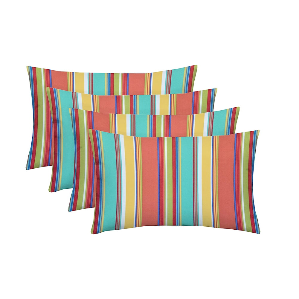 Set of 4 Pillows, 20" Square and 2 Rectangle Pillows, Colorful Stripe ...
